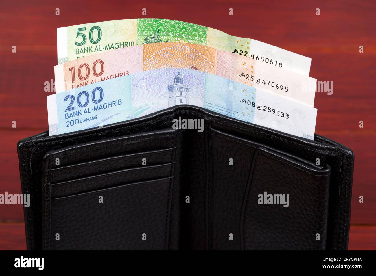 Moroccan money - Dirham in the black wallet Stock Photo - Alamy