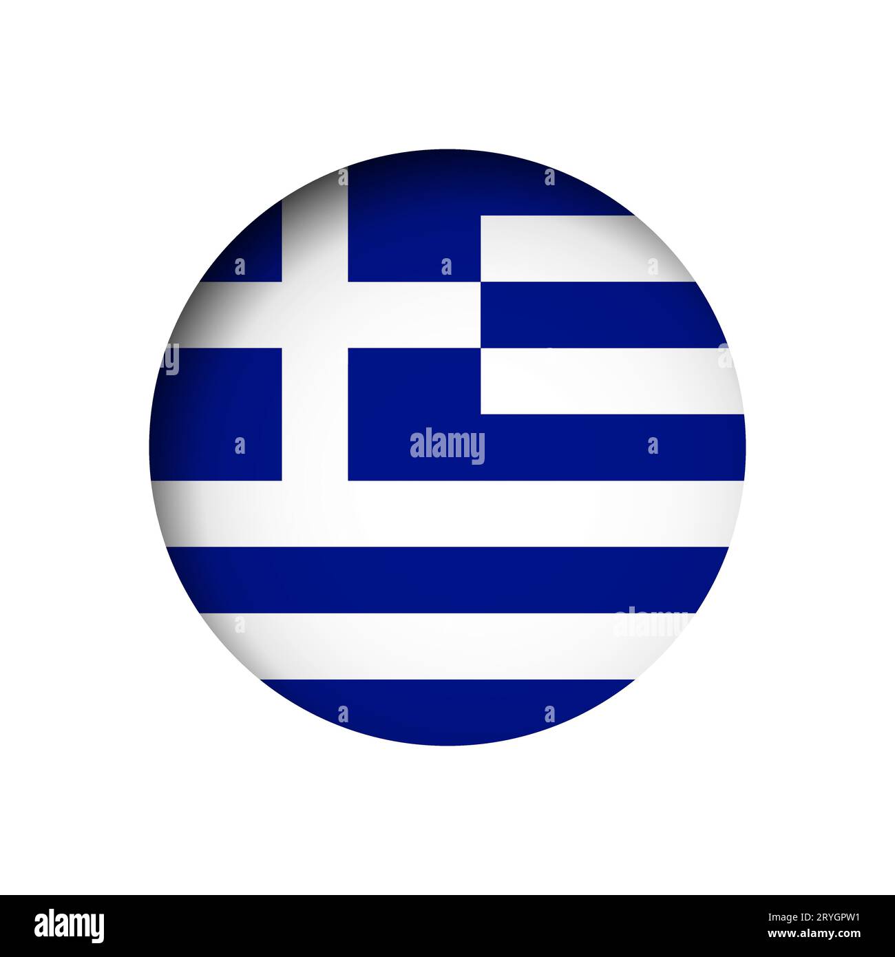 Greece flag - behind the cut circle paper hole with inner shadow Stock ...
