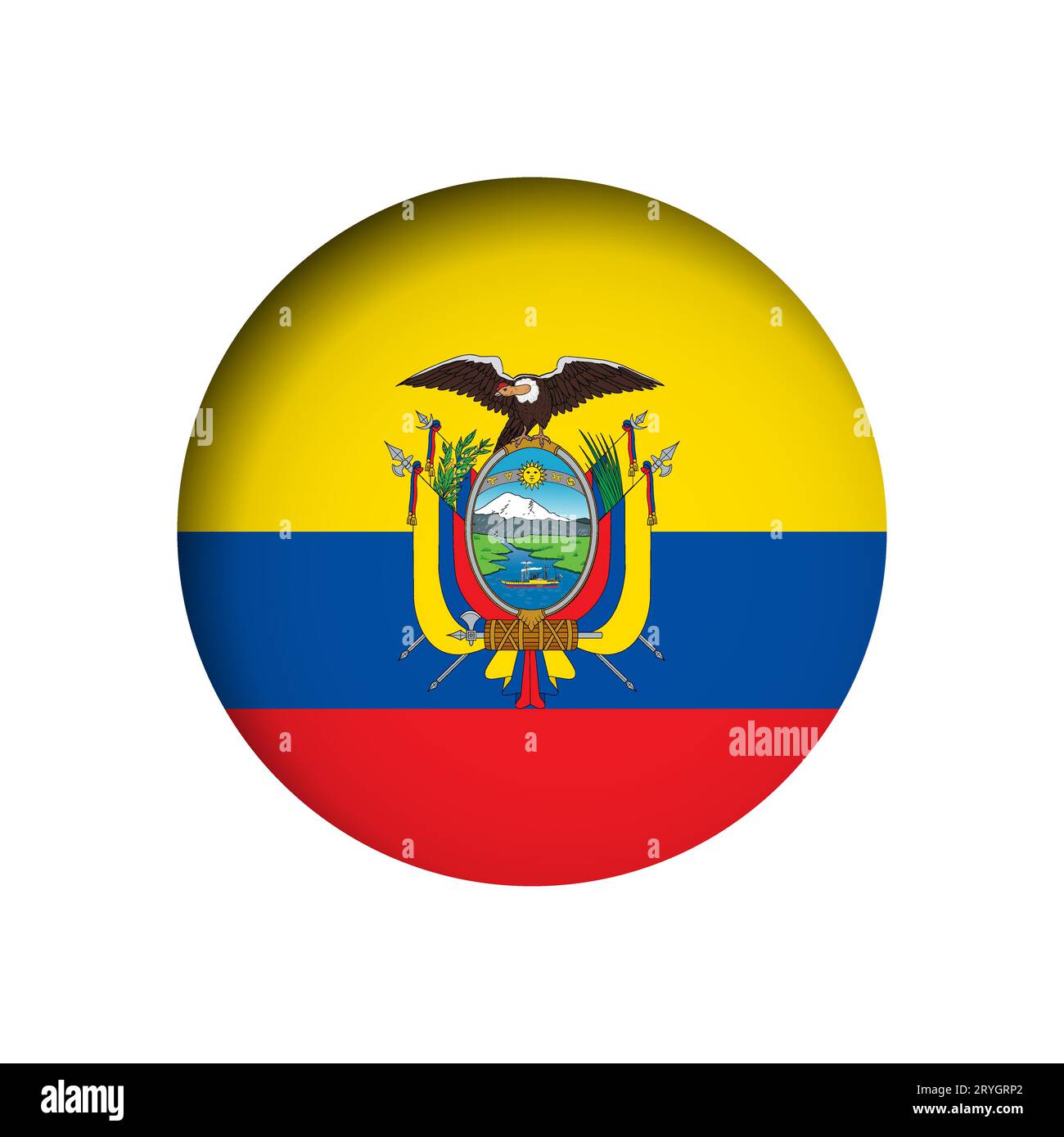 Ecuador flag - behind the cut circle paper hole with inner shadow Stock ...