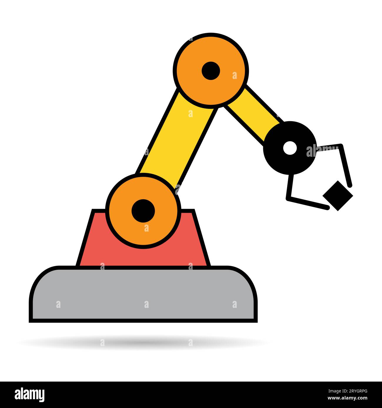 Mechanical robot arm machine shadow icon, technology hydraulic robotic ...