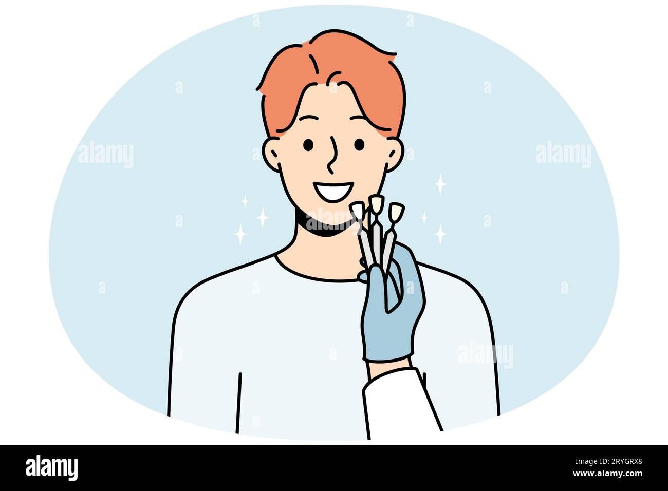 Dentists hand with veneers comparing with client teeth in clinic ...