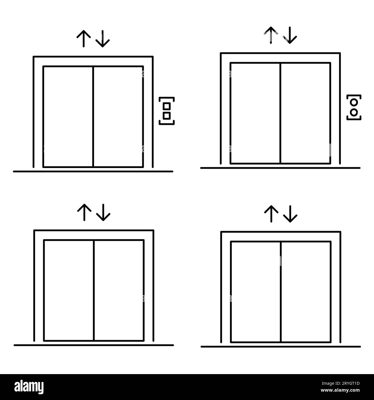 Set of Lift elevator icon, graphic design sign, building doorway symbol ...