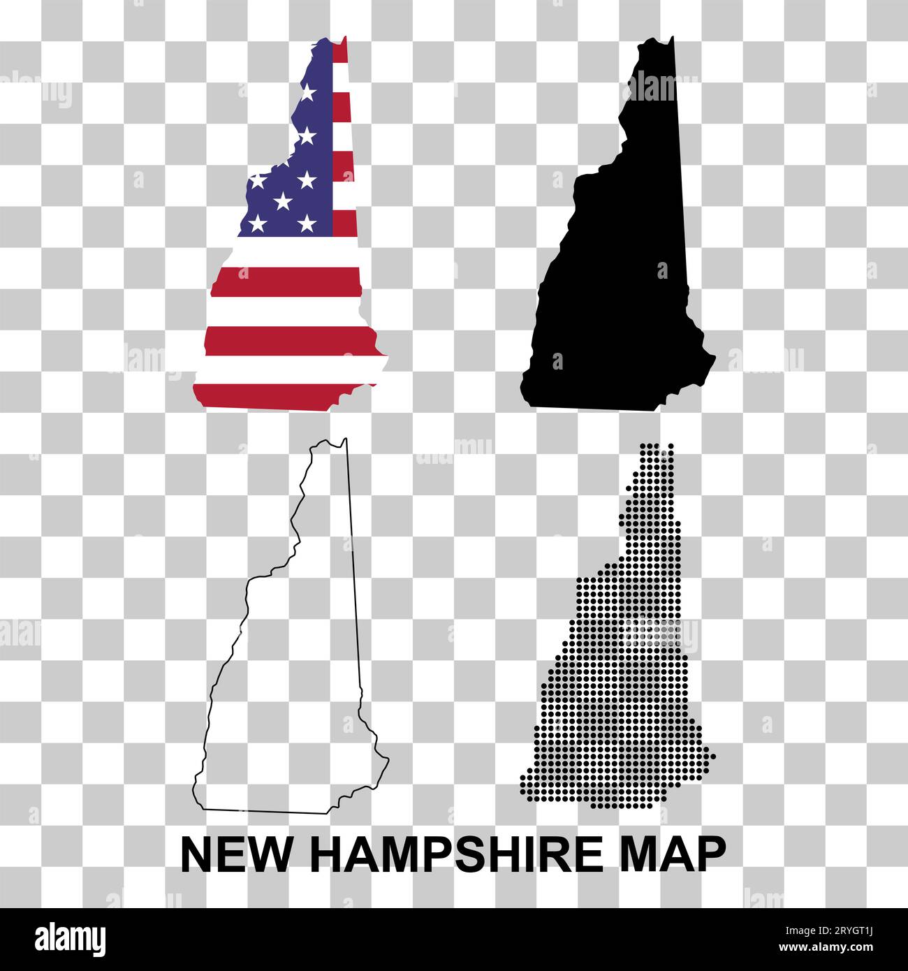 Set of New Hampshire map, united states of america. Flat concept vector ...