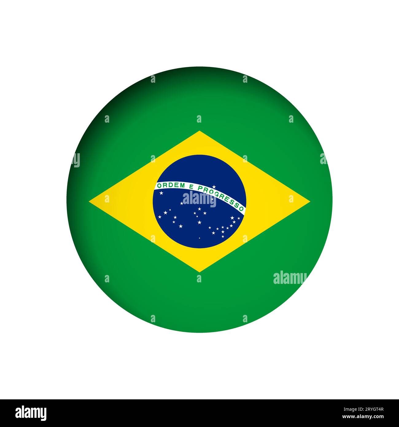 Brazil flag - behind the cut circle paper hole with inner shadow Stock ...