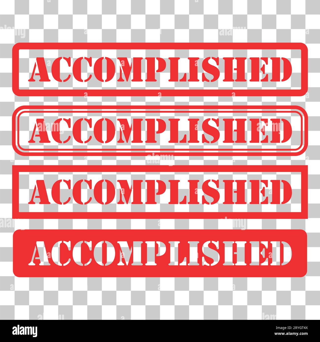 Set of Accomplished stamp symbol, label sticker sign button, text ...