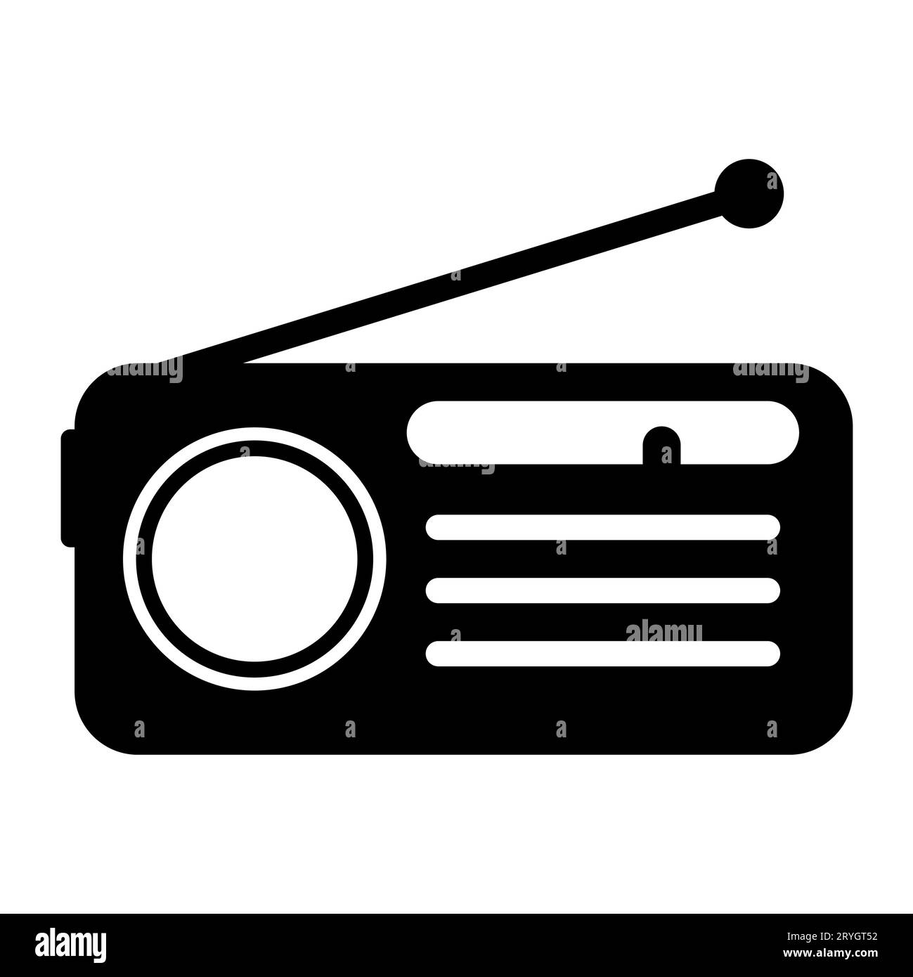 Retro radio station icon, flat isolated music sound media button, web ...