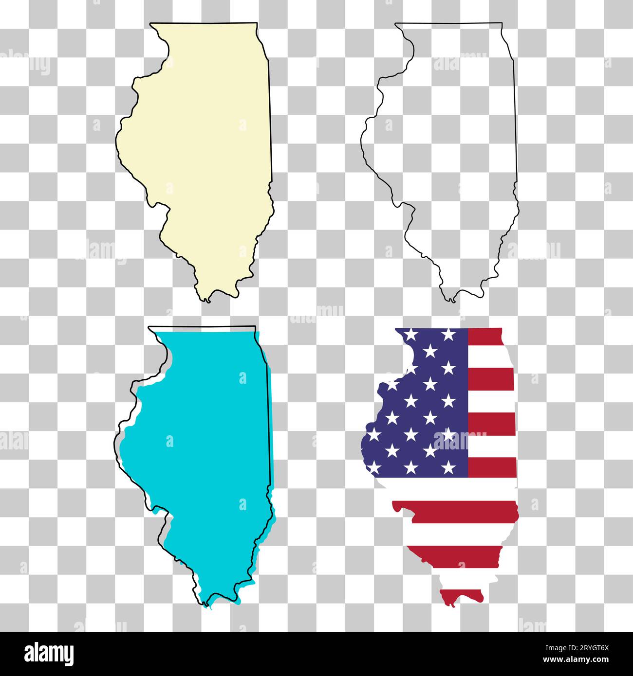 Set of Illinois map, united states of america. Flat concept icon vector ...