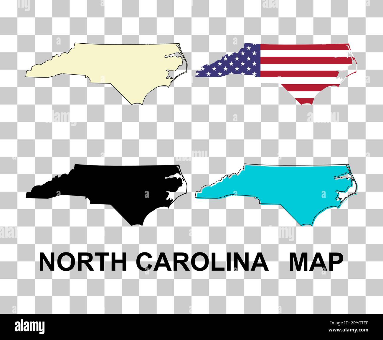Set of North Carolina map, united states of america. Flat concept ...