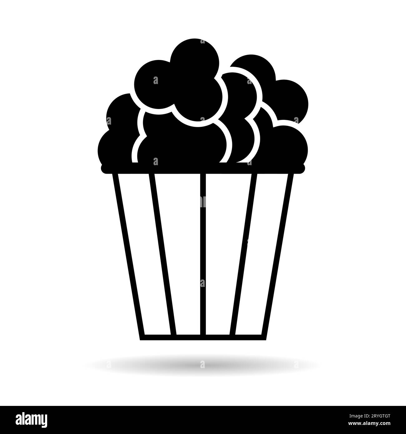 Popcorn food design shadow icon, web corn box snack flat vector ...