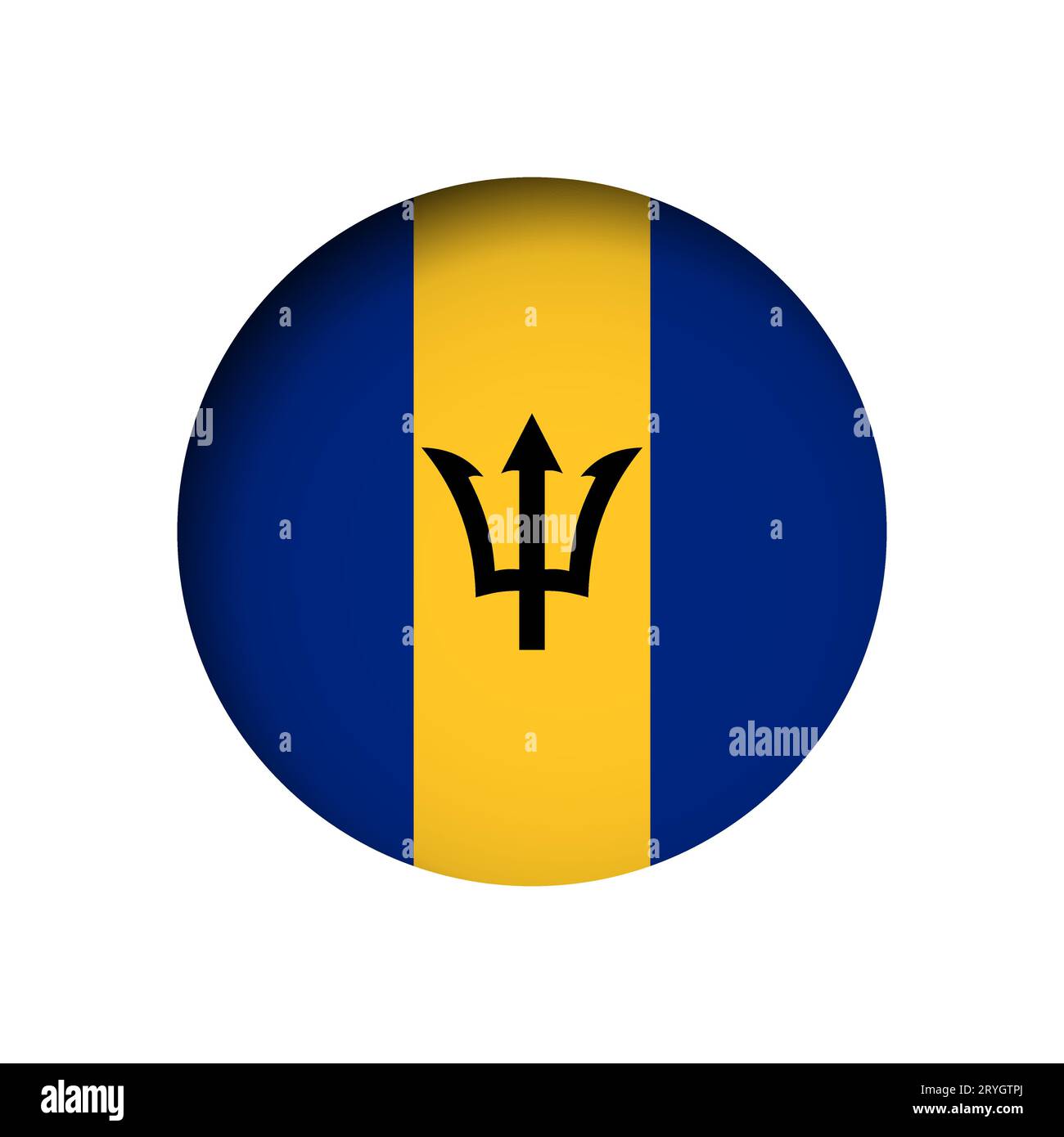 Barbados flag - behind the cut circle paper hole with inner shadow ...