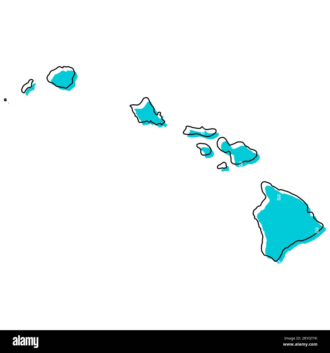 Hawaii map shape, united states of america. Flat concept icon symbol ...