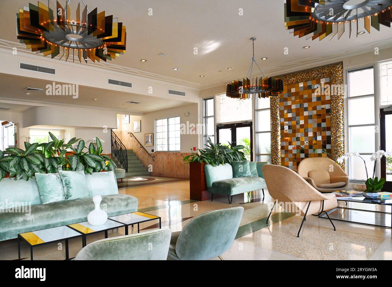 USA. FLORIDA. MIAMI. THE ART DECO LOBBY OF THE TONY HOTEL, FORMER ...