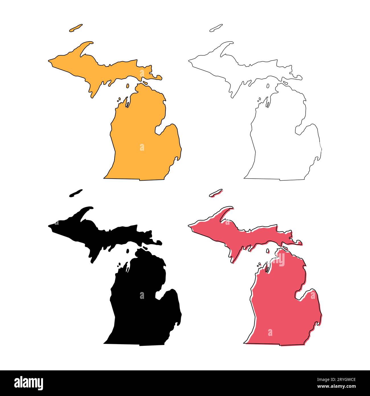 Set of Michigan map, united states of america. Flat concept icon vector ...