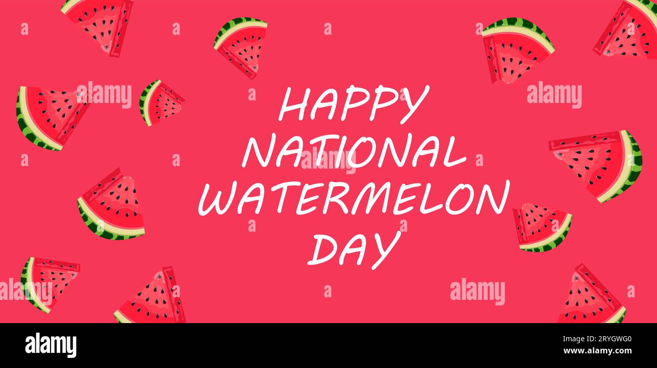 National watermelon day. Banner with sliced, half of watermelons ...