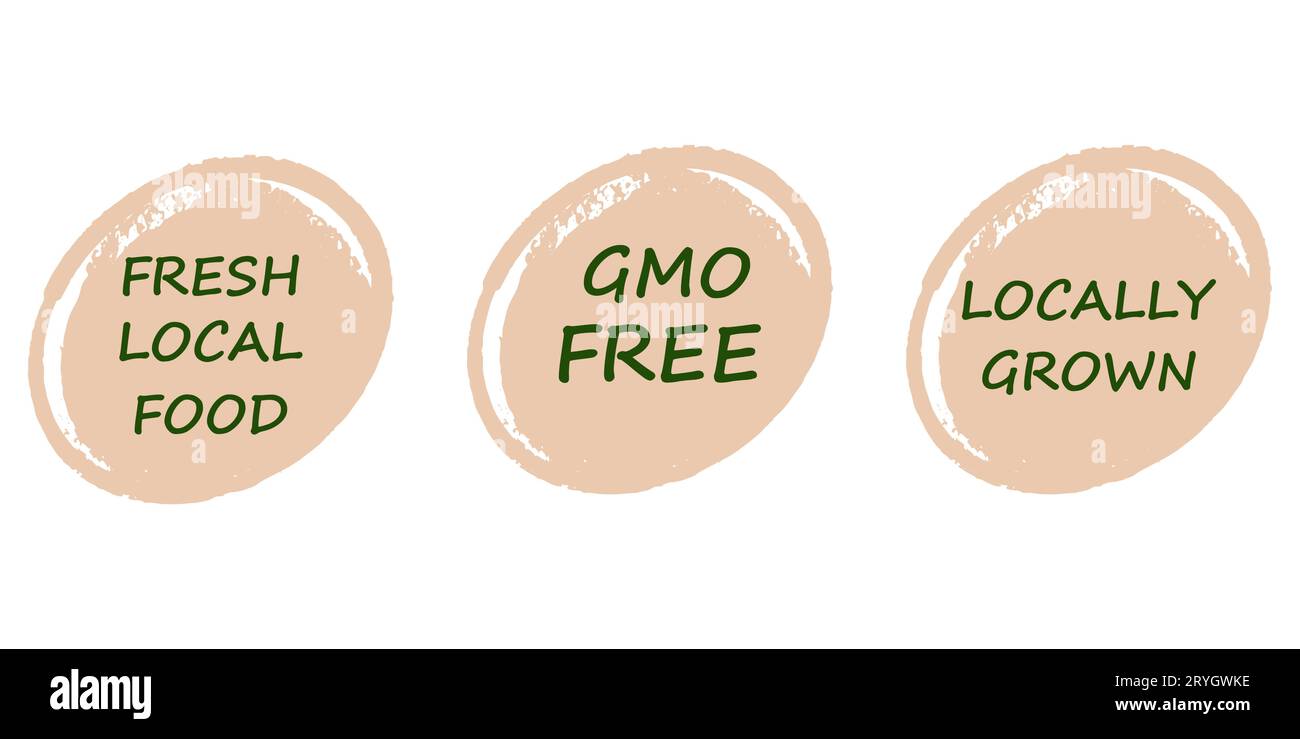A set organic stickers, labels, badges and logos. FRESH LOCAL PRODUCE ...