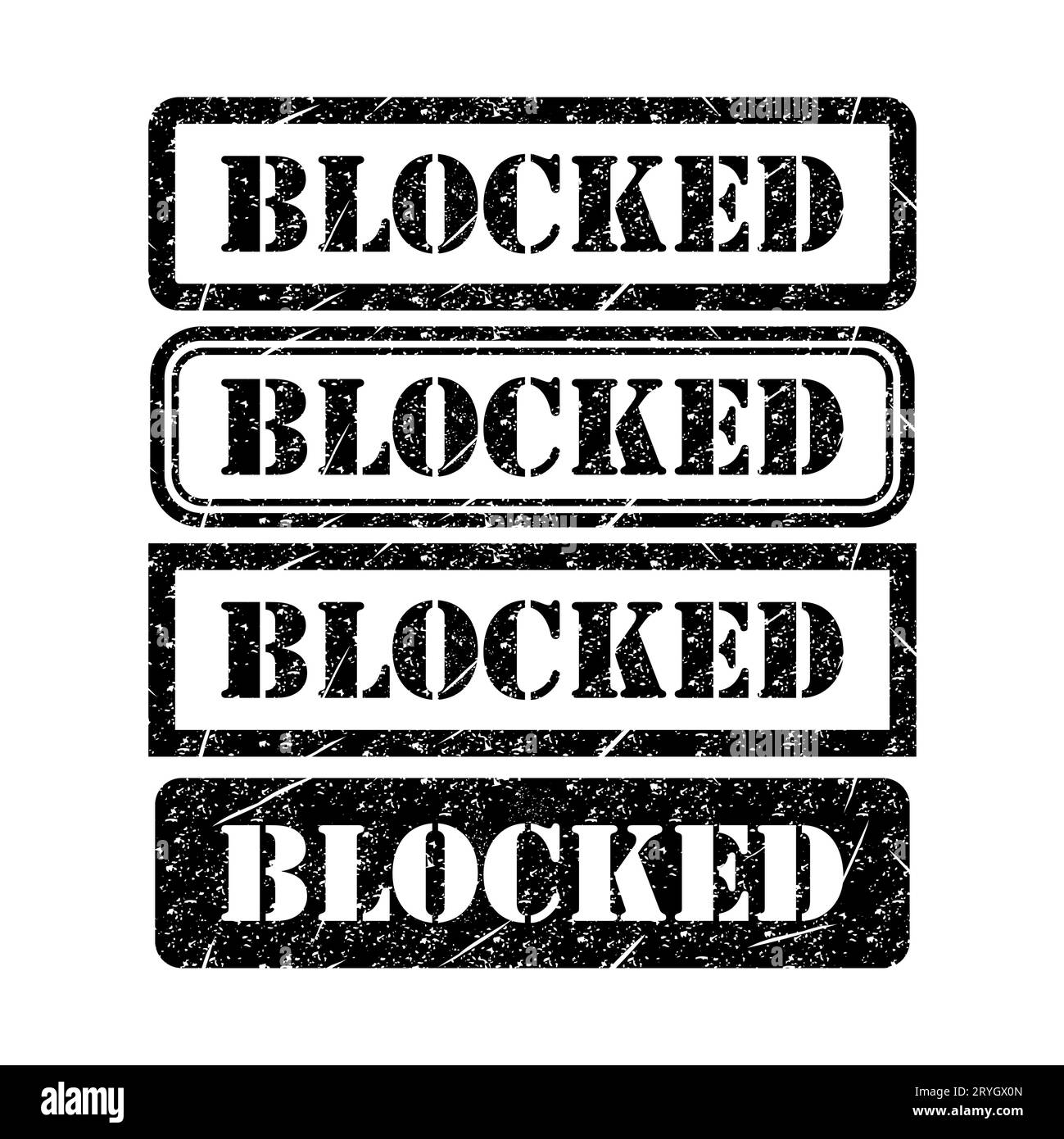 Set of Blocked stamp symbol, label sticker sign button, text banner ...