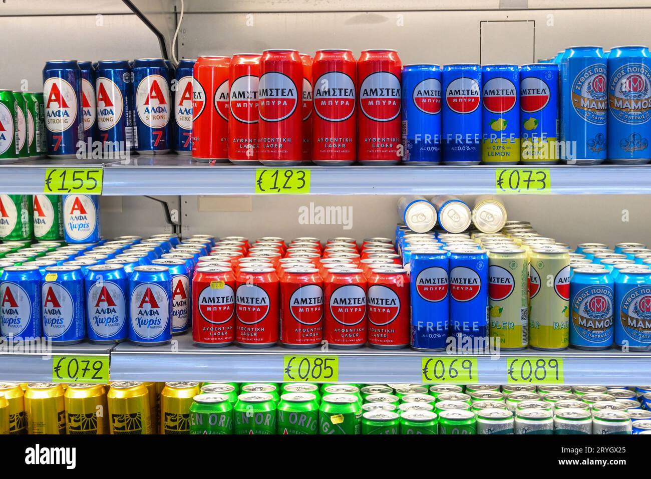 Beer cans supermarket shelf hi-res stock photography and images - Alamy