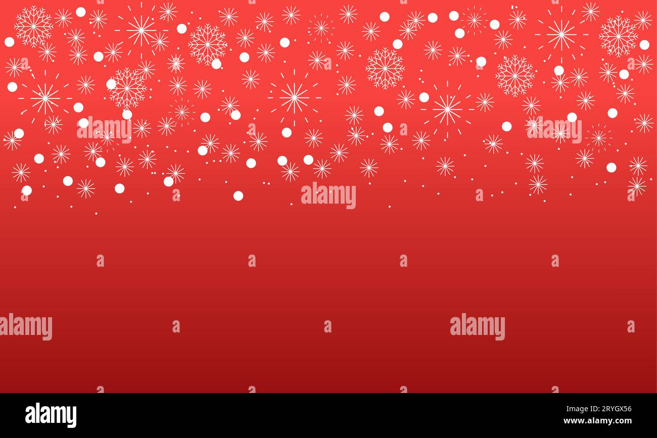 Abstract Christmas red background with white snowflakes. Winter concept ...