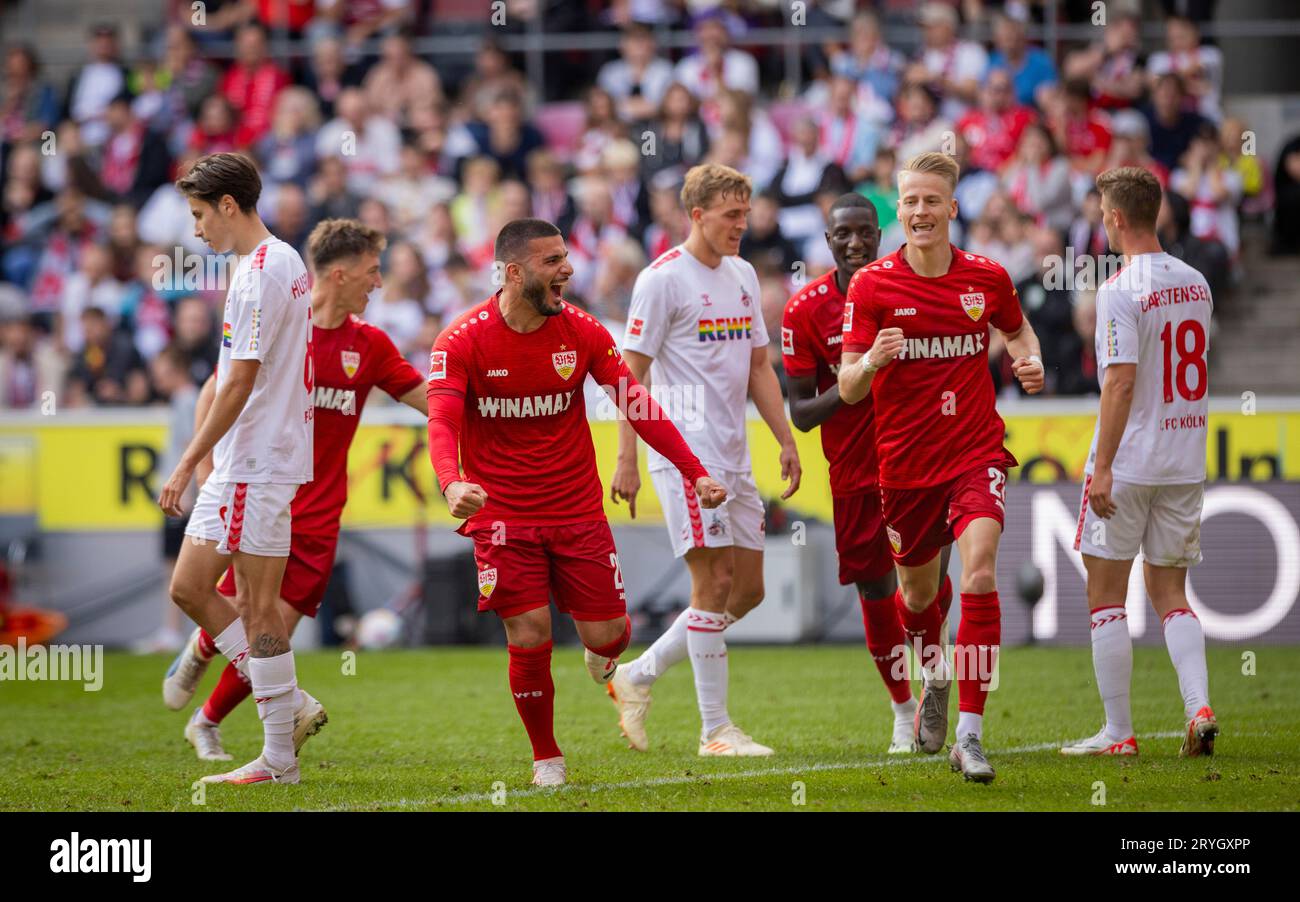 Cologne, Germany. 30th Sep 2023. Torjubel: Deniz Undav (VfB) Chris Führich (VfB) Serhou Guirassy ...