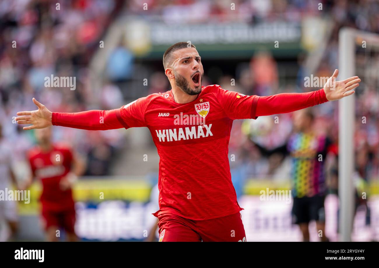 Cologne, Germany. 30th Sep 2023. Torjubel: Deniz Undav (VfB) 1. FC Köln ...