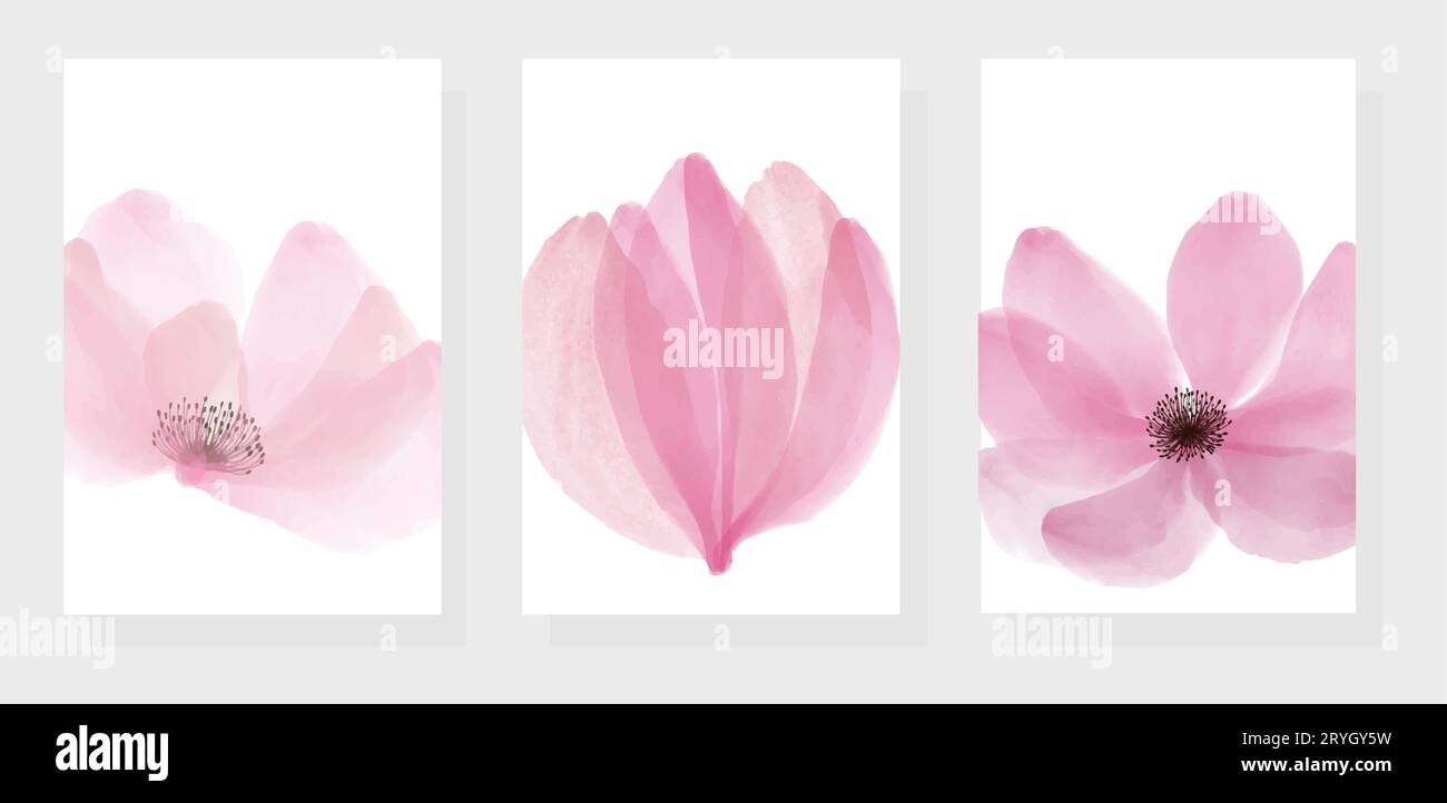 Abstract flower vector arts background. Wall art design with watercolor ...