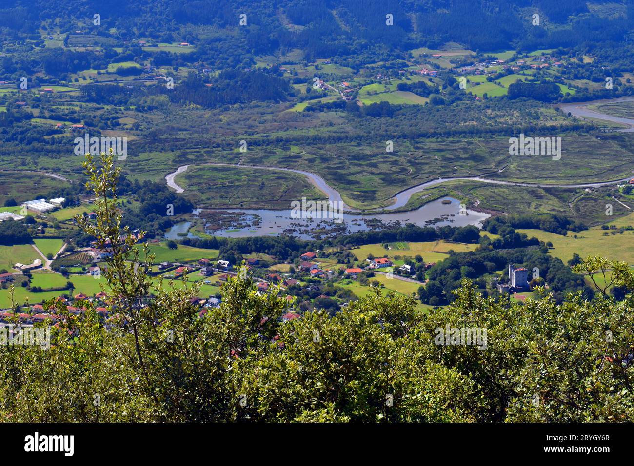 Landscape of the Urdaibai marshes photographed from Mount San Miguel de ...