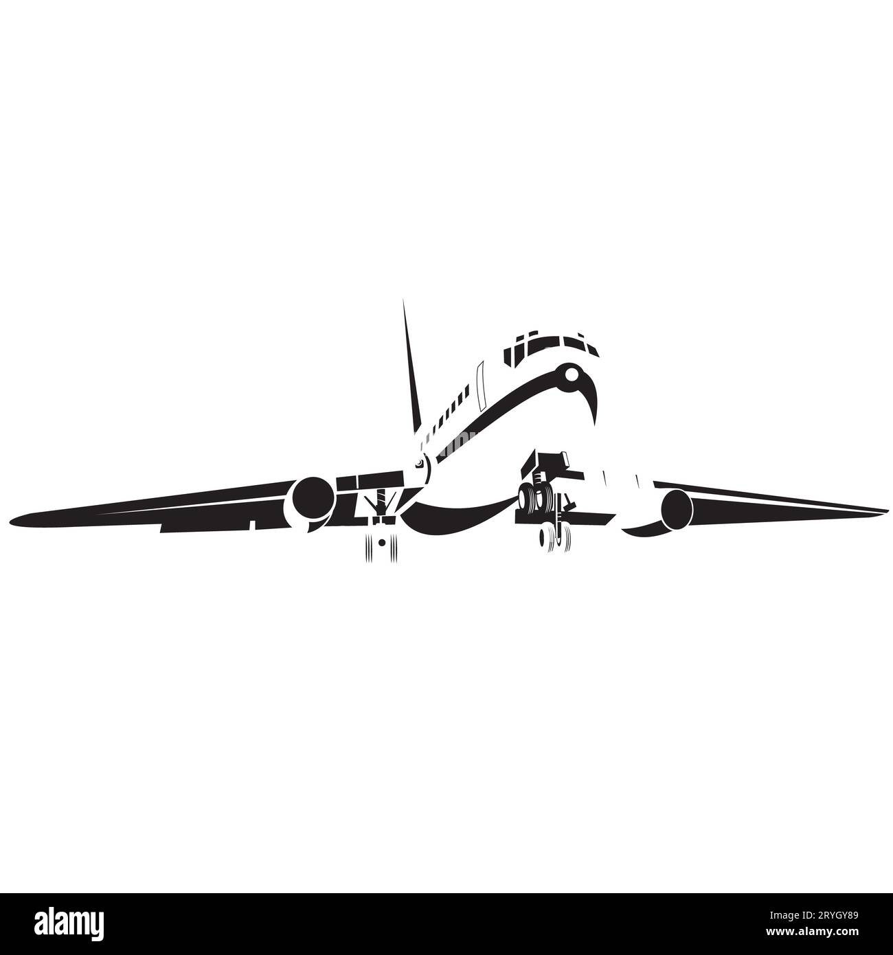 Airbus A380 Commercial Jet Plane Airliner Taking Off Front View Retro ...