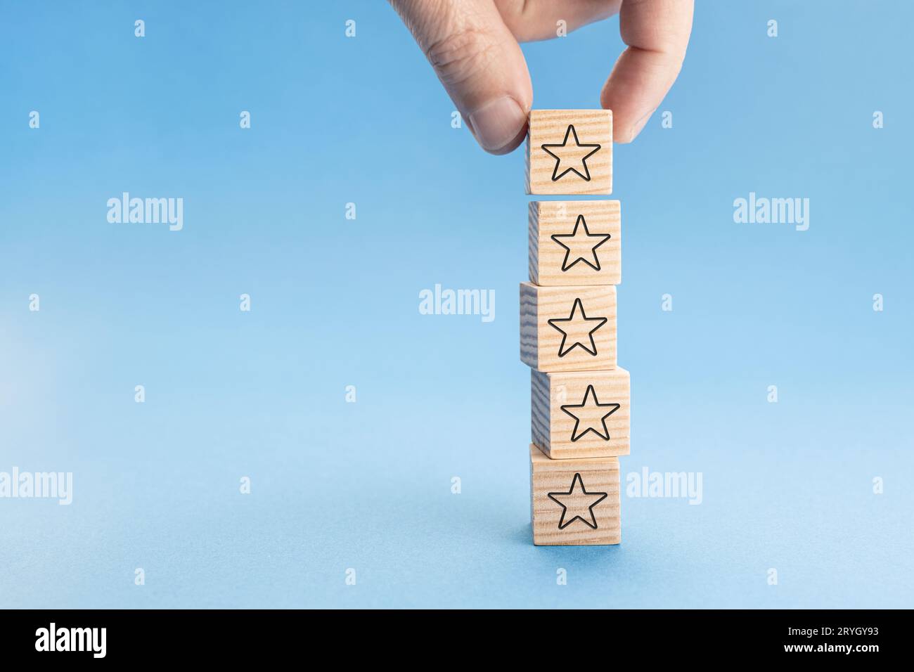 Five stars Customer feedback, rating, ranking and service concept. Hand ...