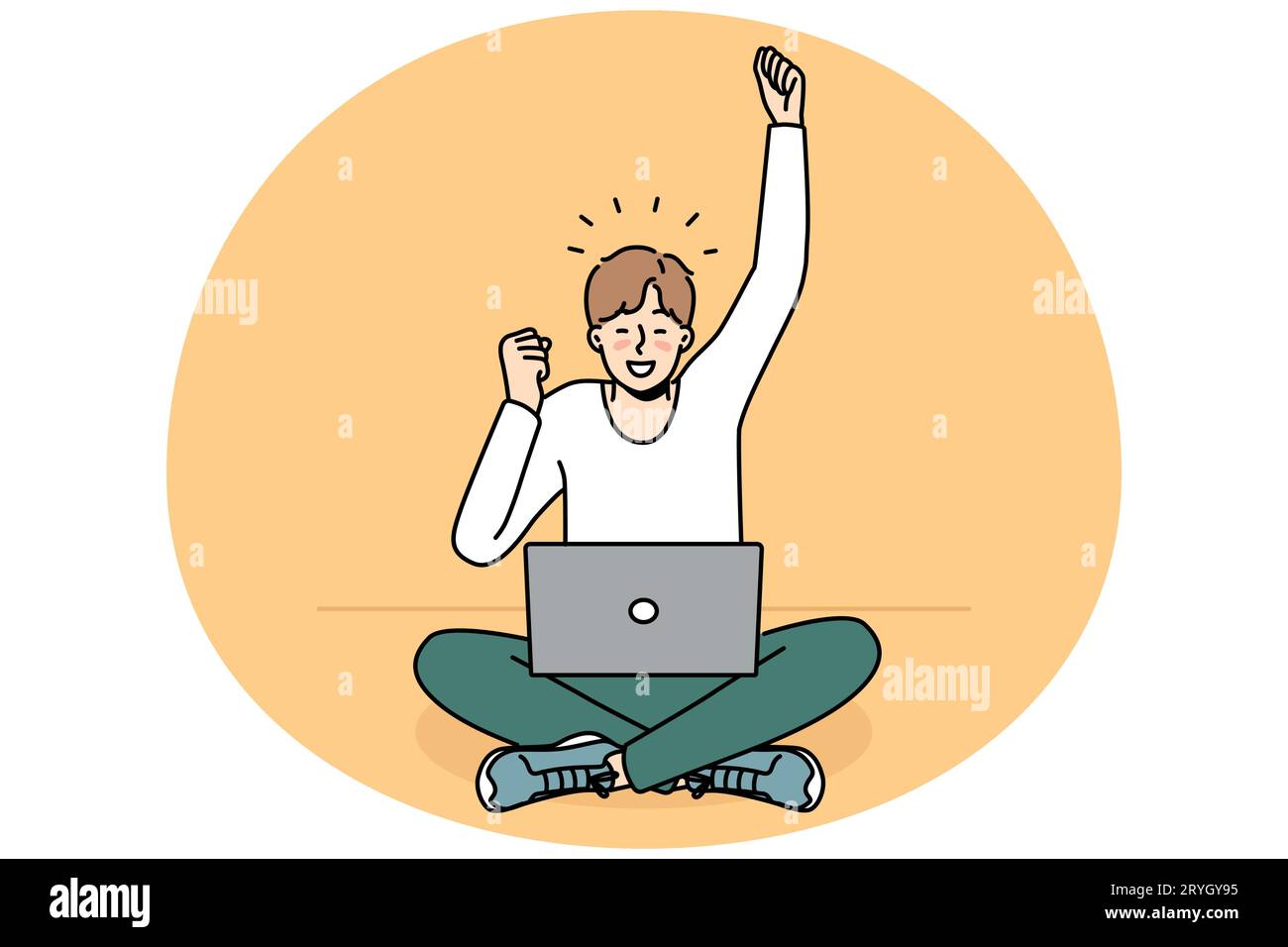 Cartoon character laptop victory Stock Vector Images - Alamy