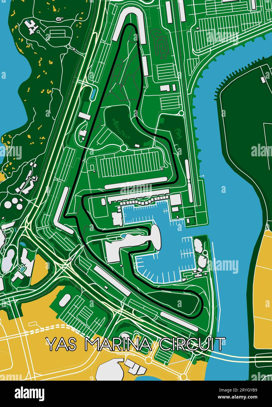 Racing track map Yas Marina Circuit in Abu Dhabi UAE, United Arab ...