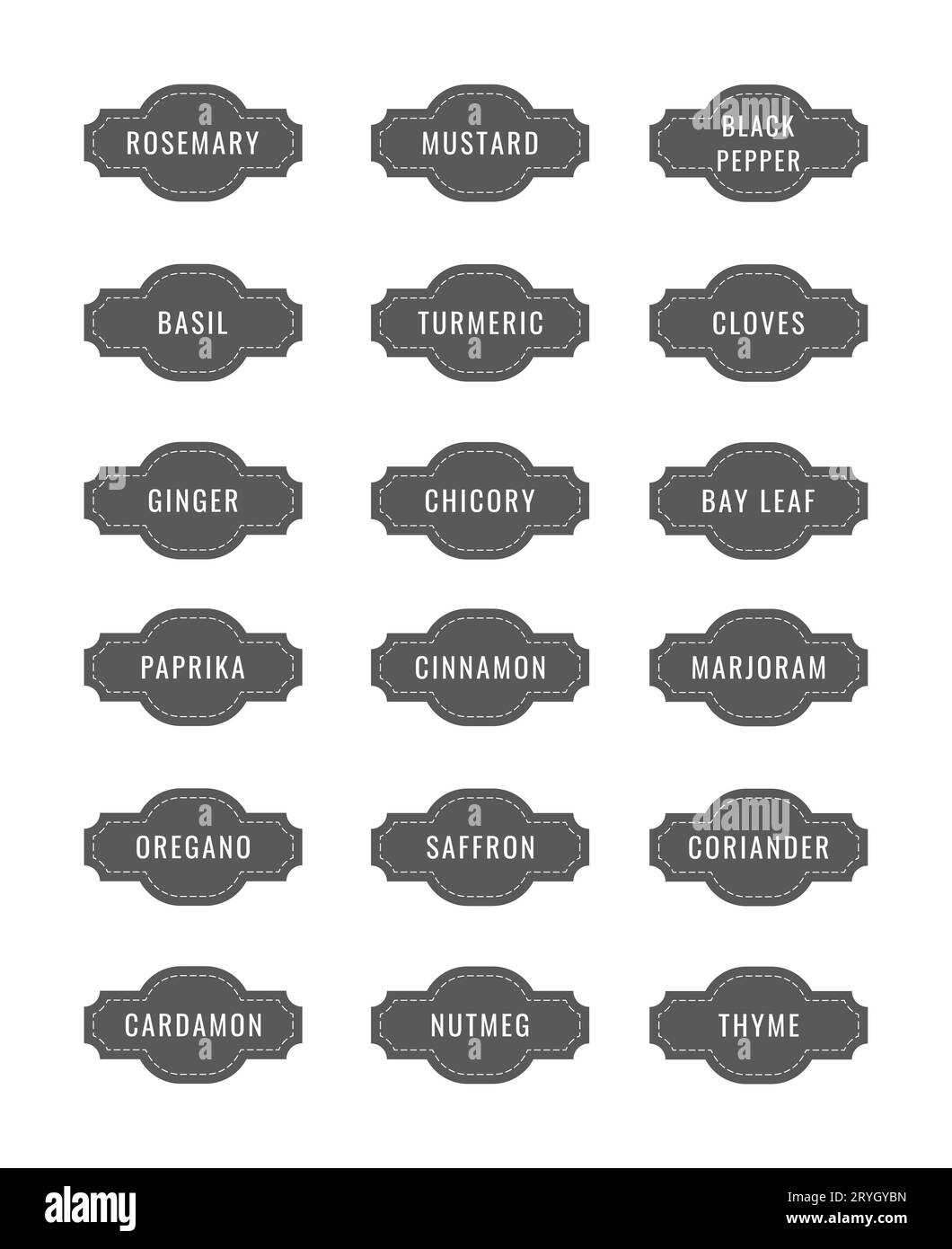 Cardboard stickers or labels for jars of spices and herbs. Can be used ...