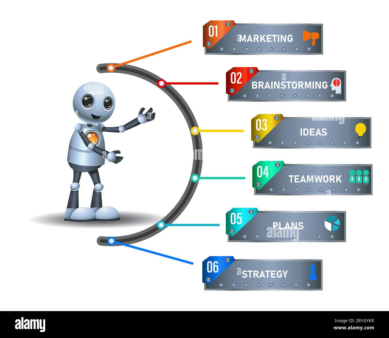 3D illustration of a little robot business success marketing on ...