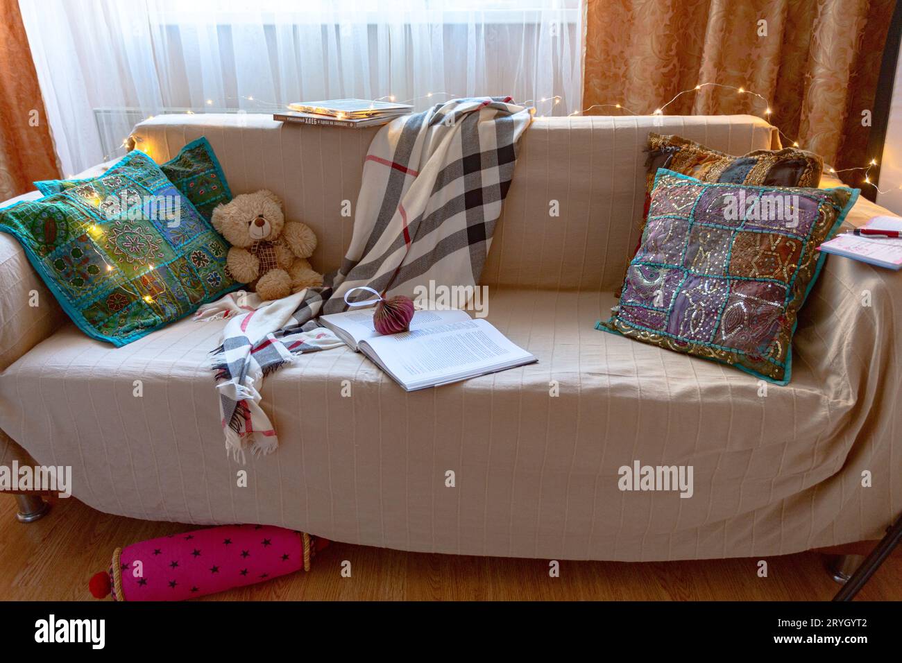 Cozy place to relax in the apartment Stock Photo - Alamy