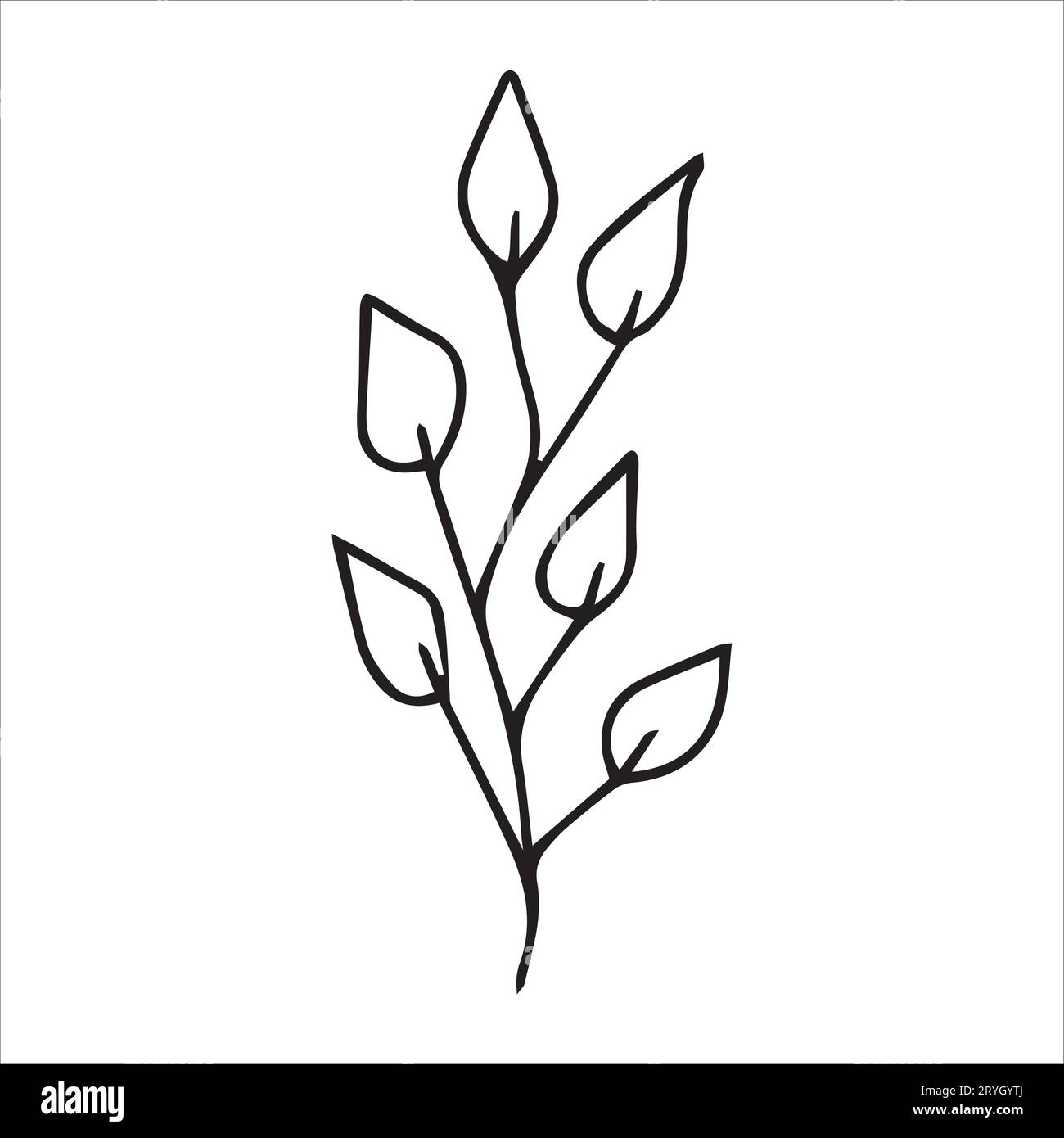 Cute doodle style twig. Vector illustration for postcard decor.Vector ...