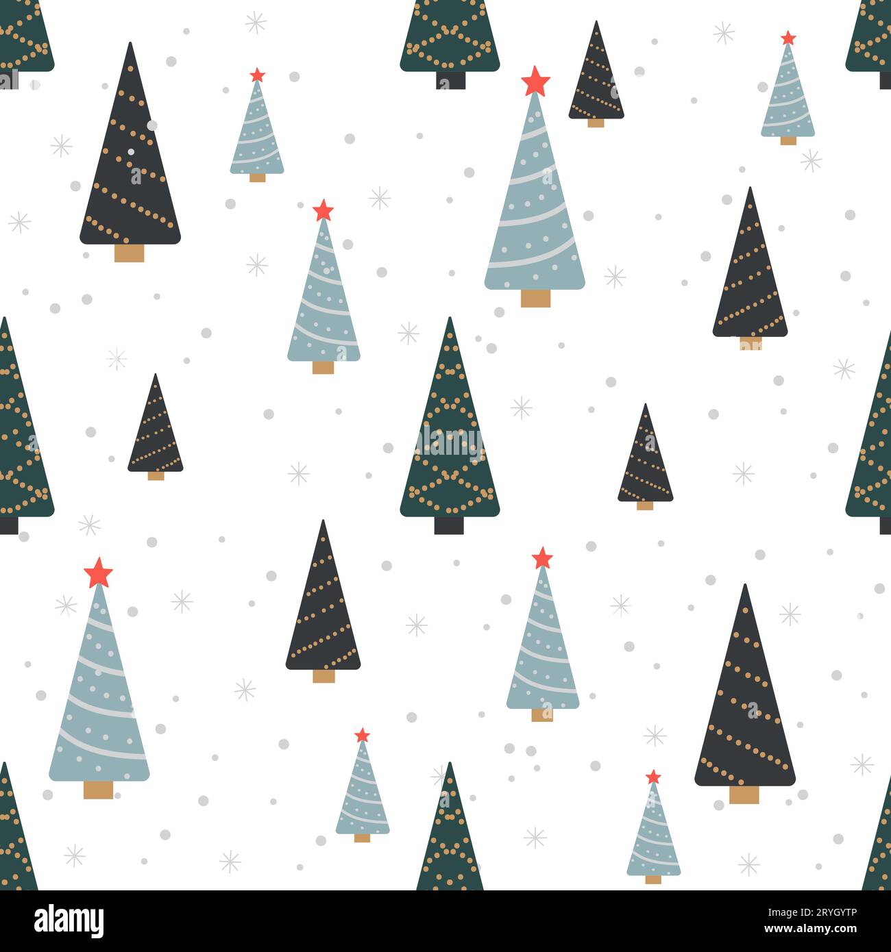 Christmas seamless pattern with spruce trees and snowflake dots on ...