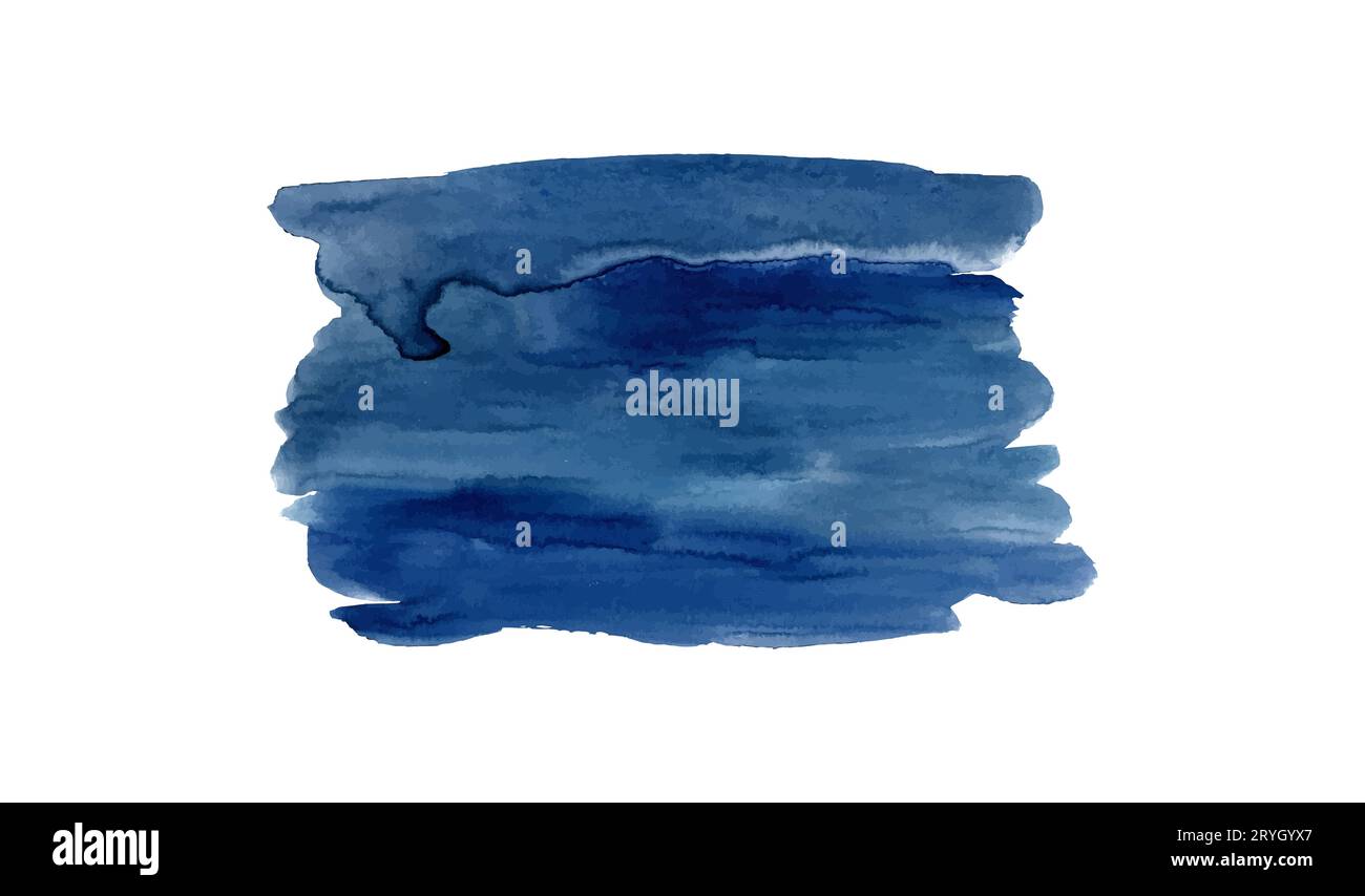 Blue watercolour brush. Paint spot on a white background. Vector ...