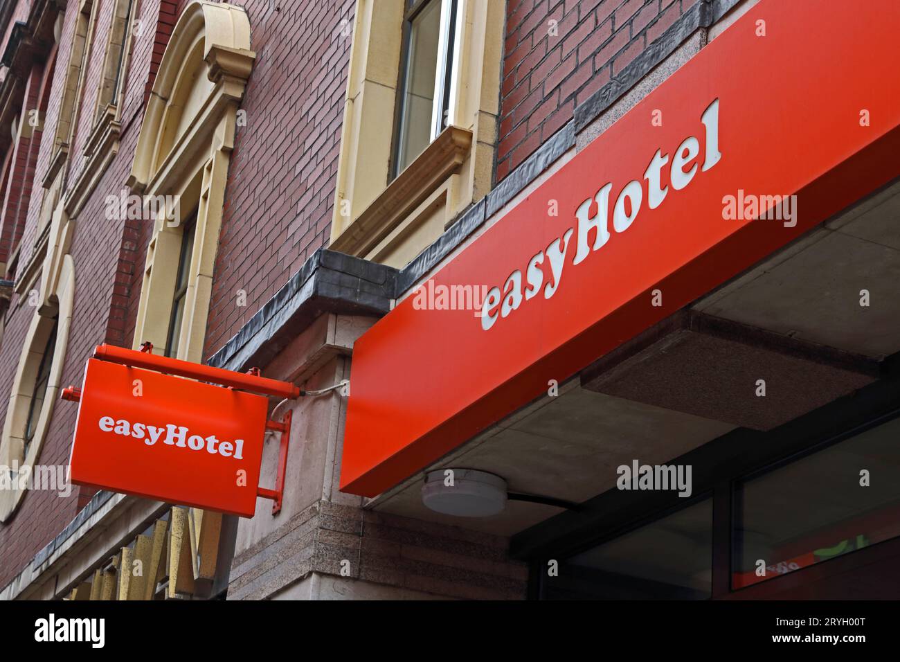 Orange sign outside easy Hotel, Leeds Stock Photo - Alamy