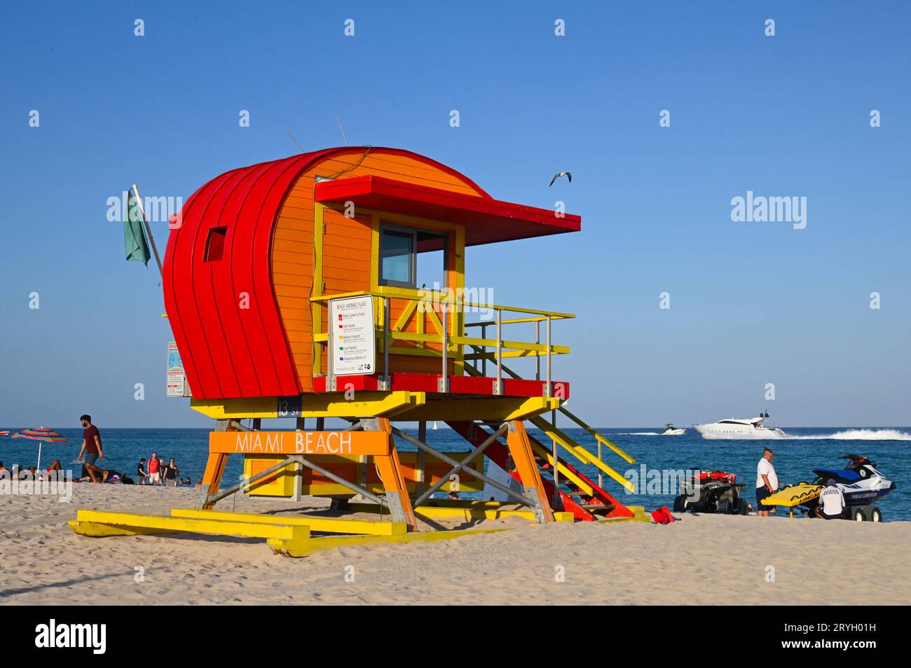 USA. FLORIDA. MIAMI. AROUND 30 OCEAN RESCUE LIFEGUARD TOWERS ARE ...