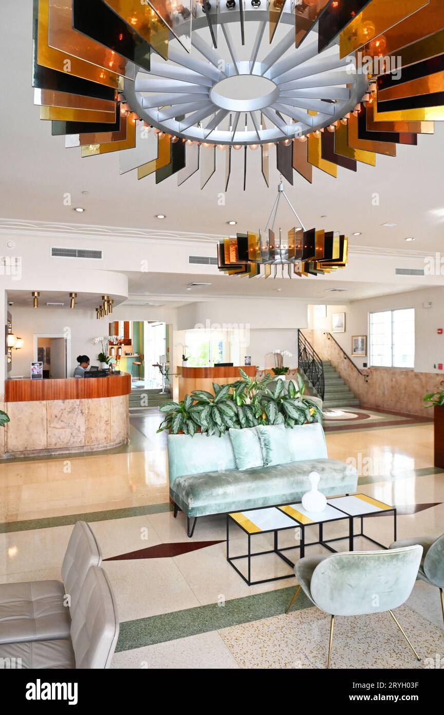USA. FLORIDA. MIAMI. THE ART DECO LOBBY OF THE TONY HOTEL, FORMER ...