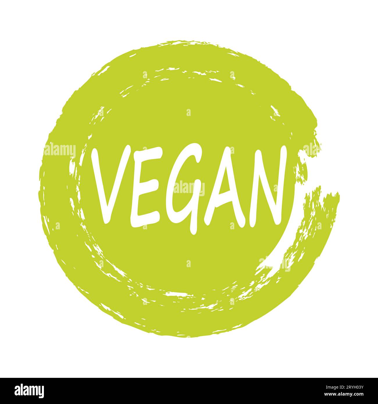 Green vegan diet label, painted logo emblem for food packaging, circle ...