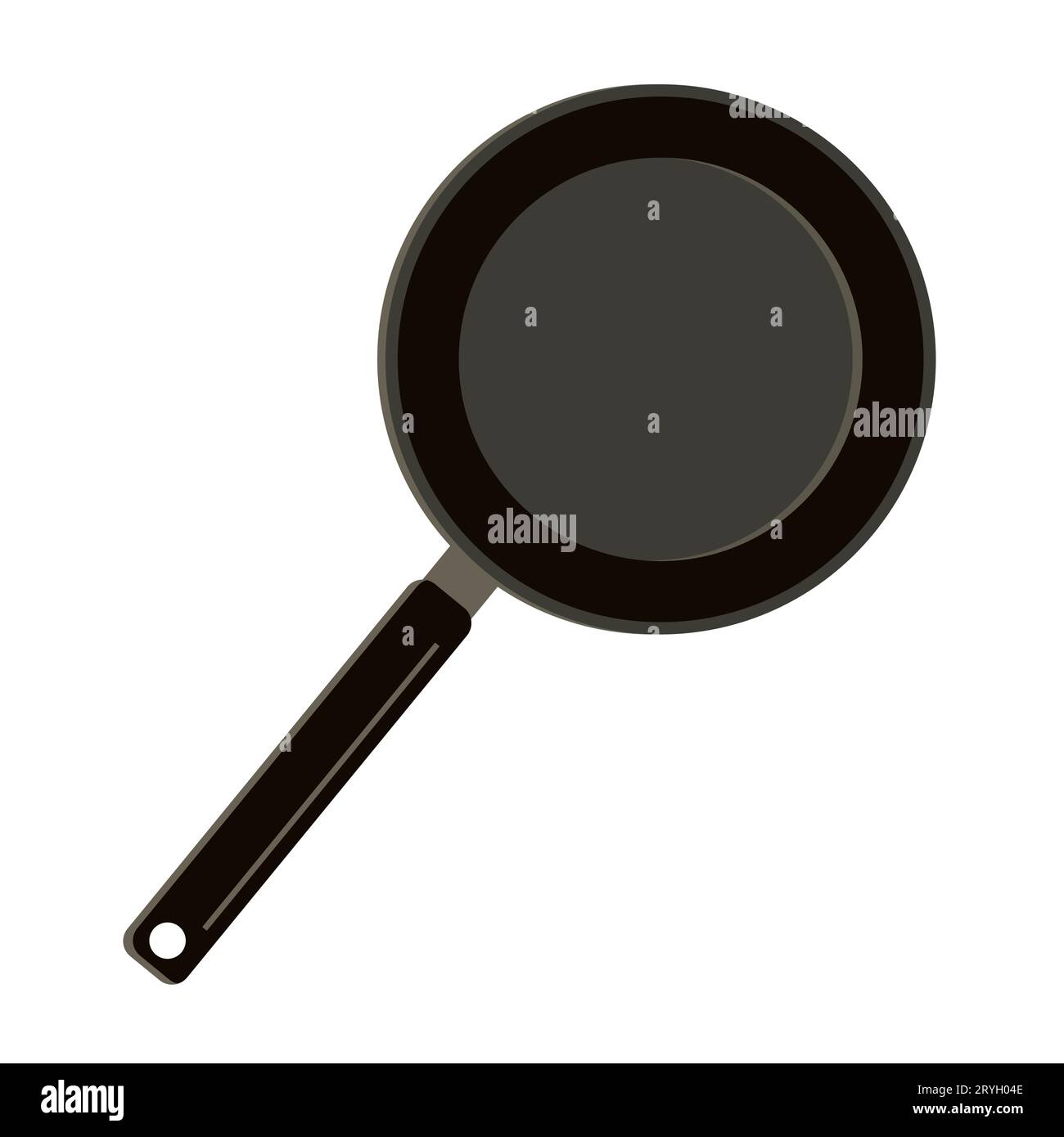 Frying pan top view.Conceptual in flat style design.Isolated on white ...