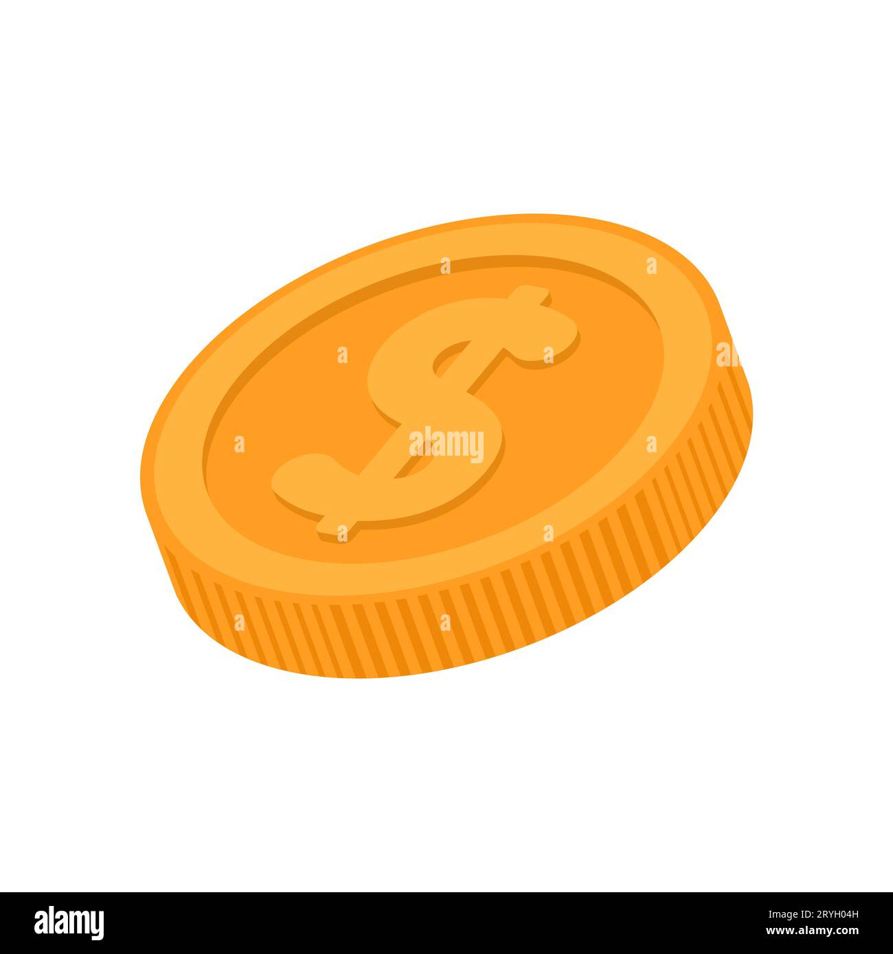 Gold coin flat icon. Dollar coin. Coin with dollar sign. Money symbol ...