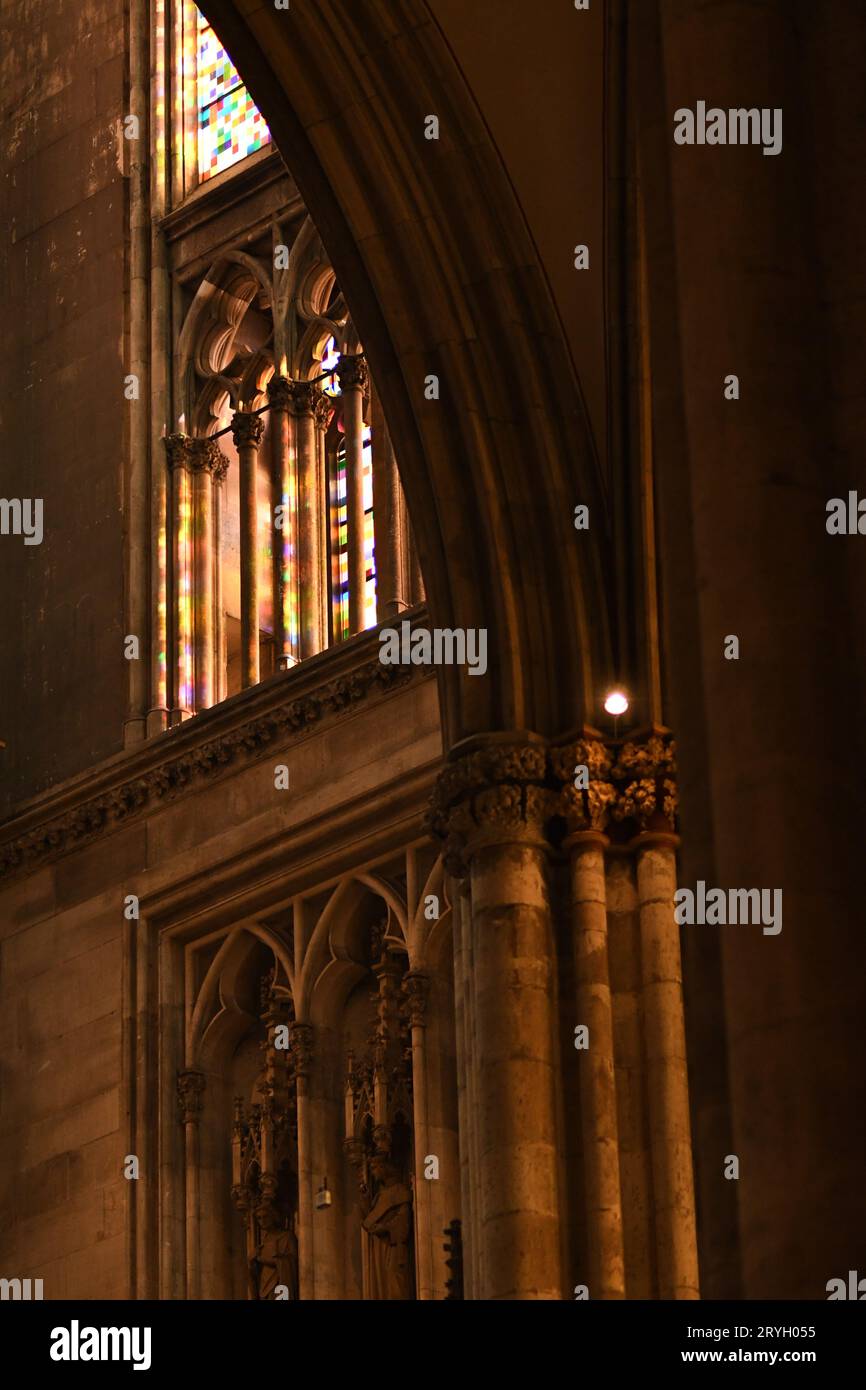 Church pews and railings in cologne cathedral in Germany Stock Photo ...