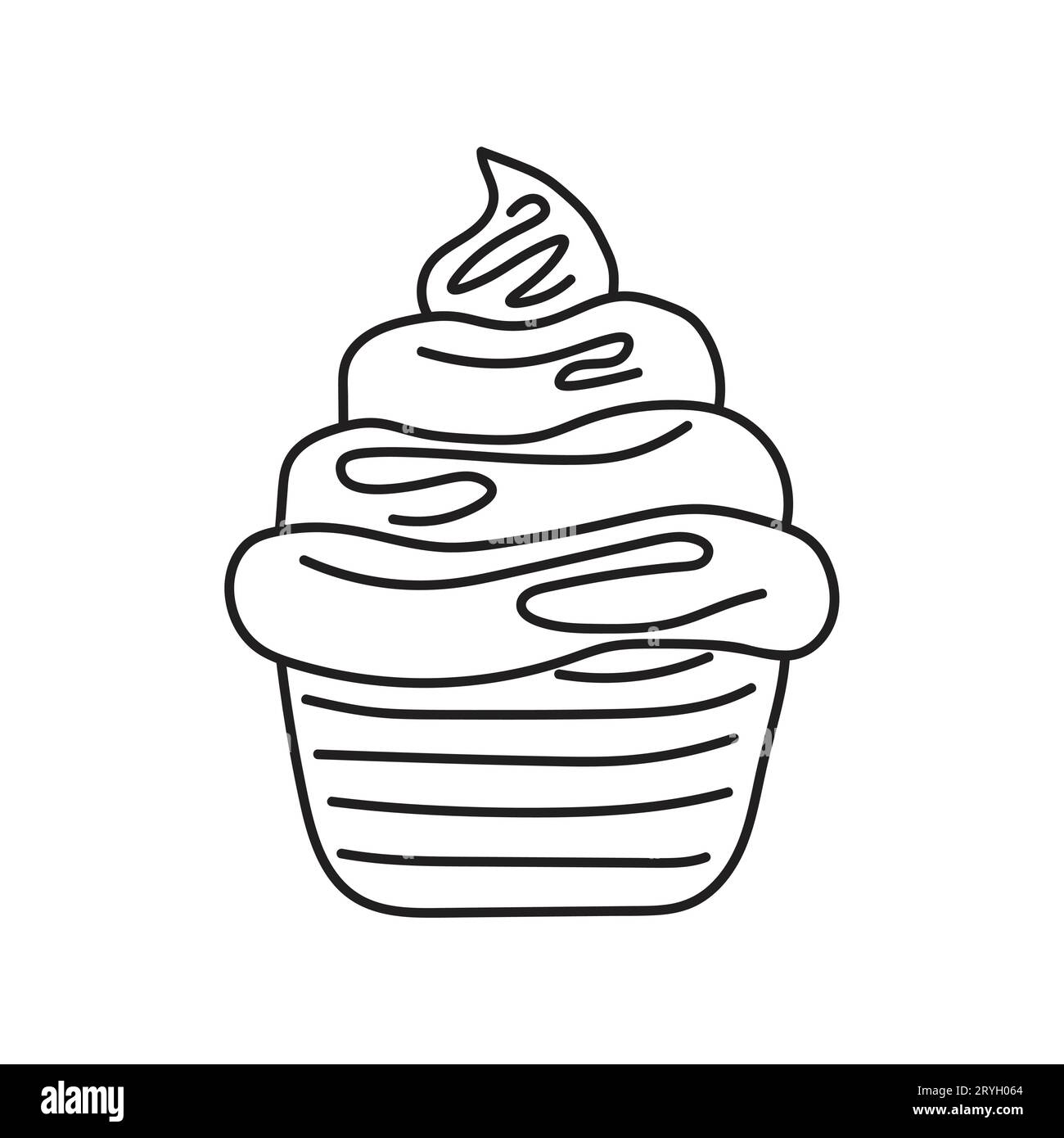 Cupcake in hand drawn doodle style. Yummy desert design. Vector illustration Stock Vector Image ...