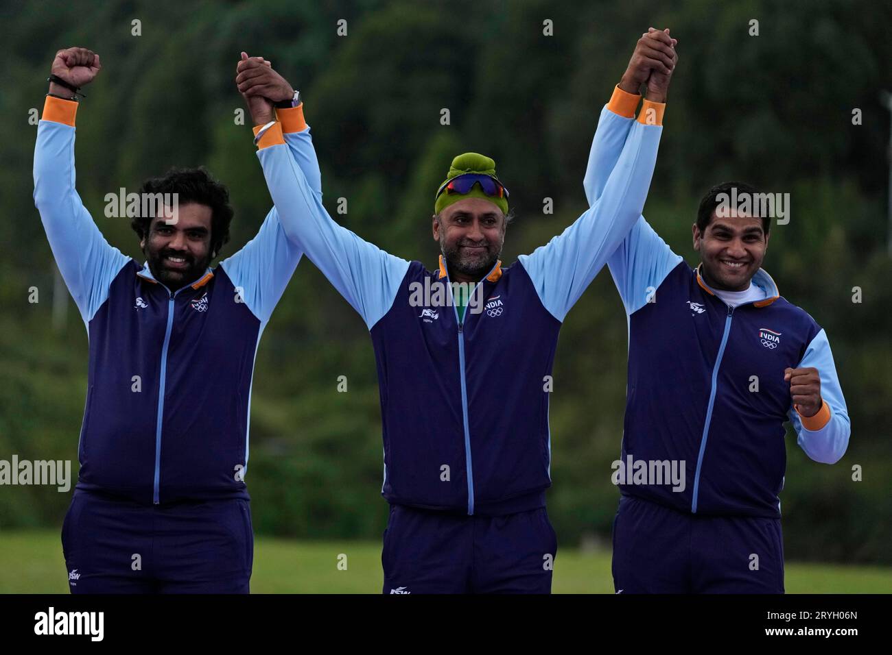 From left, India's Prithviraj Tondaiman, Zoravar Singh Sandhu and Kynan ...