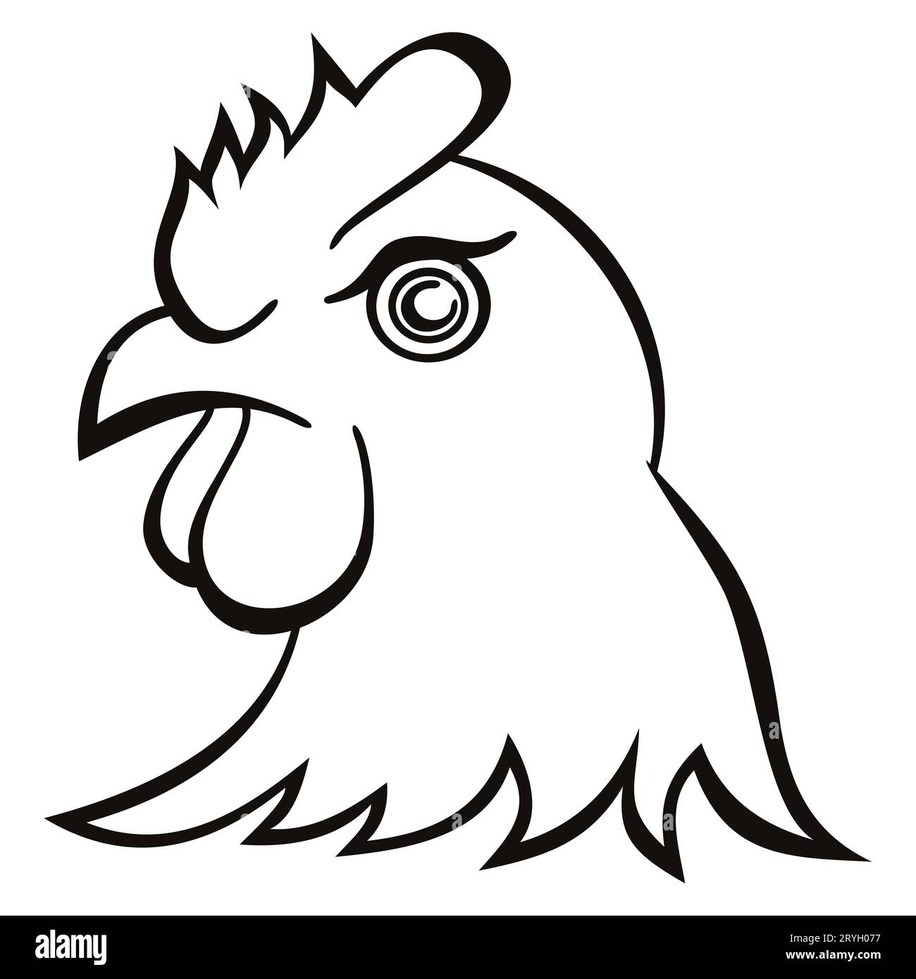 Sketch illustration of chicken head isolated on white Stock Photo - Alamy