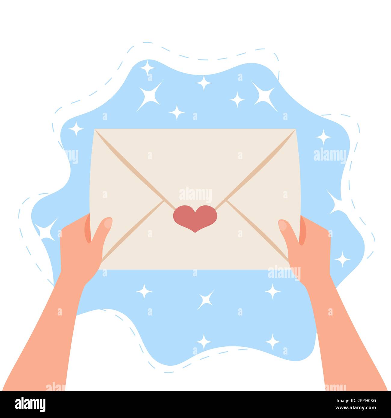 Hands holding envelope with letter. Vector concept illustration in flat ...