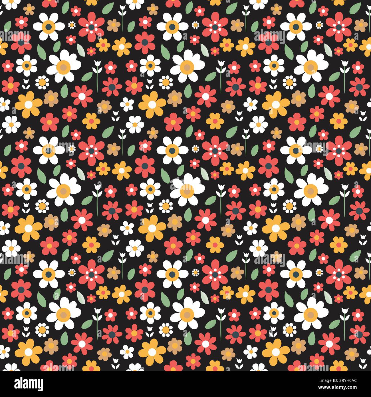 Colorful hand draw flowers seamless pattern, vector design template Stock Vector Image & Art - Alamy