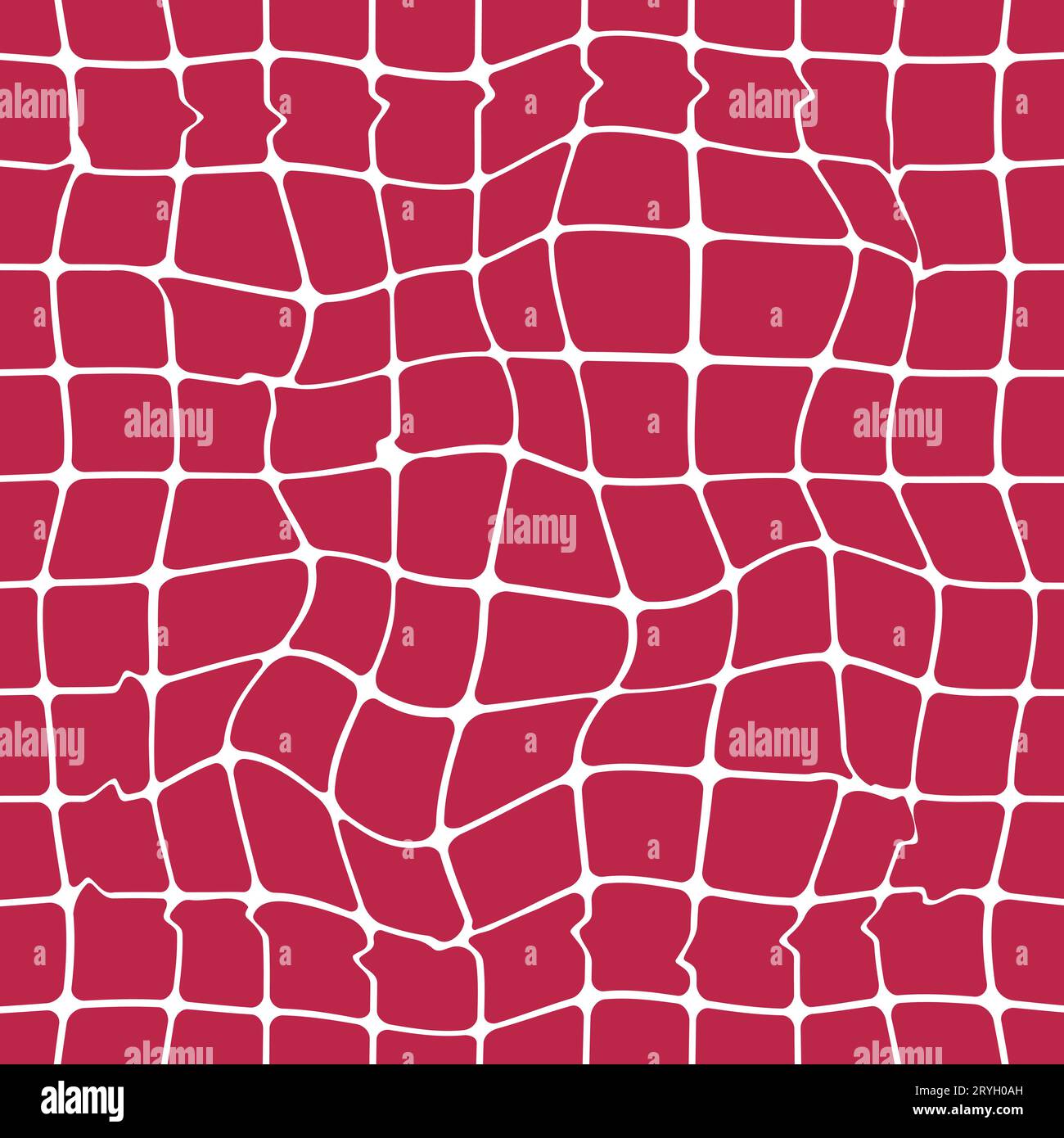 Minimalist bright mosaic seamless pattern. Viva magenta wavy distorted ...
