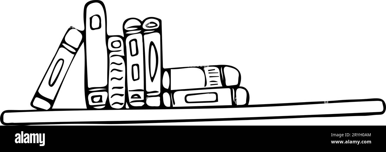 Books on the bookshelf. Doodle symbol of education for library or ...